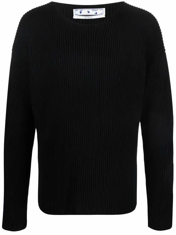 Off-White Diag Stripe Round-neck Jumper - Black