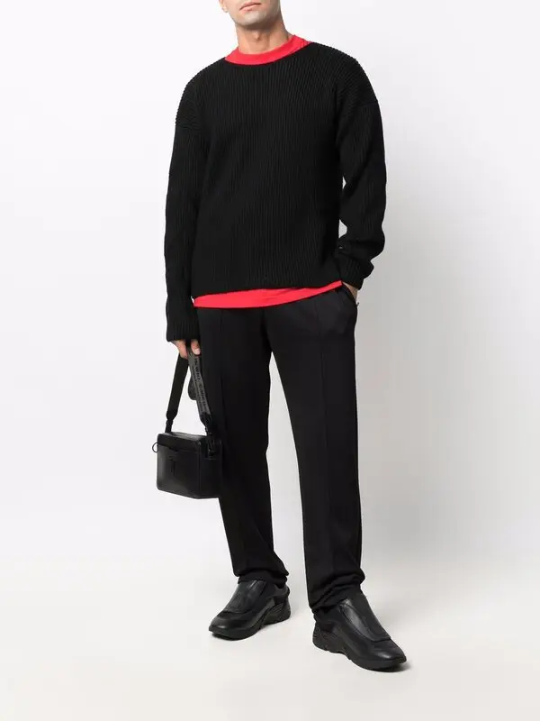 Off-White Diag Stripe Round-neck Jumper - Black