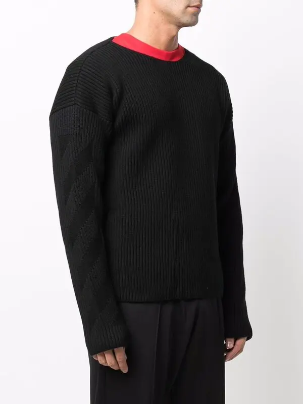 Off-White Diag Stripe Round-neck Jumper - Black