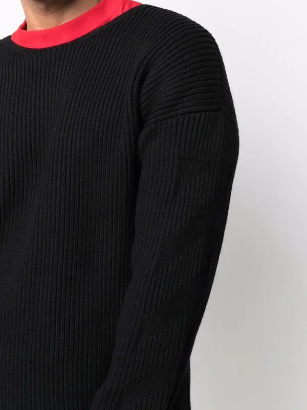 Off-White Diag Stripe Round-neck Jumper - Black