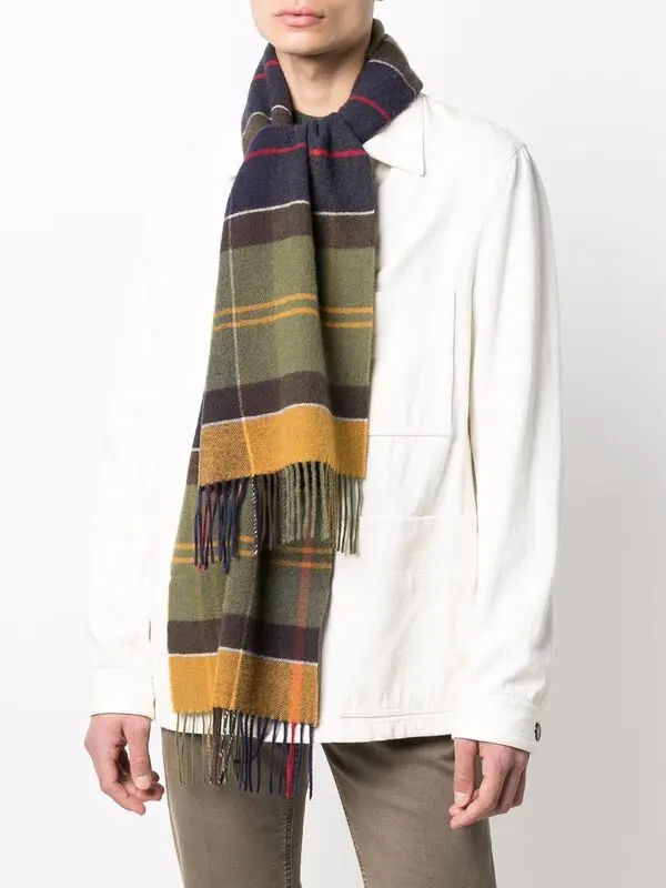 Barbour Plaid-check Print Scarf - Green