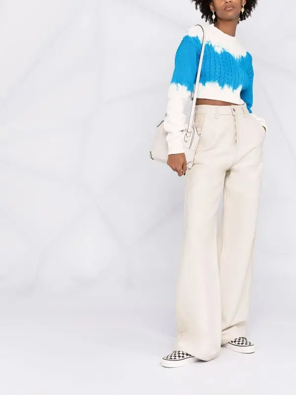 Off-White Cropped Cable-knit Sweater