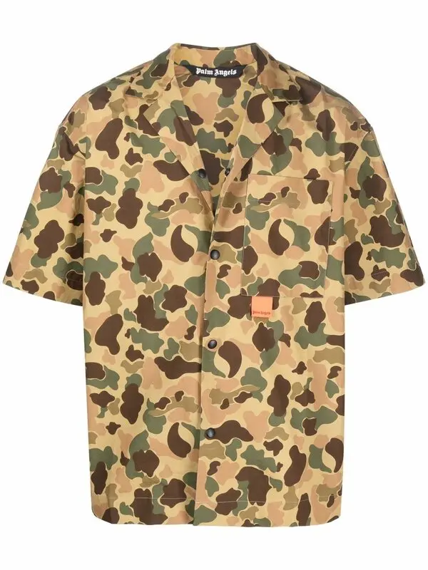 Palm Angels Camouflage-print Short-sleeve Shirt