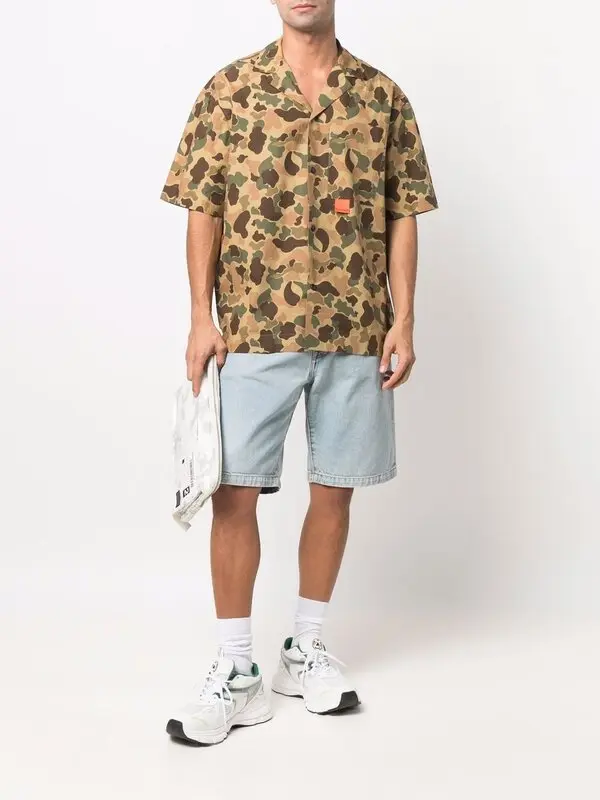 Palm Angels Camouflage-print Short-sleeve Shirt