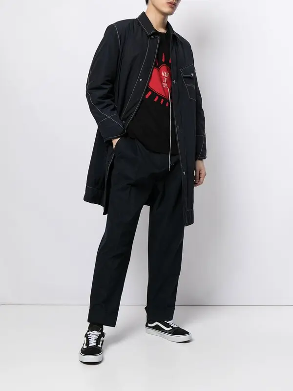 PORTS V Logo-appliqué Denim Overcoat