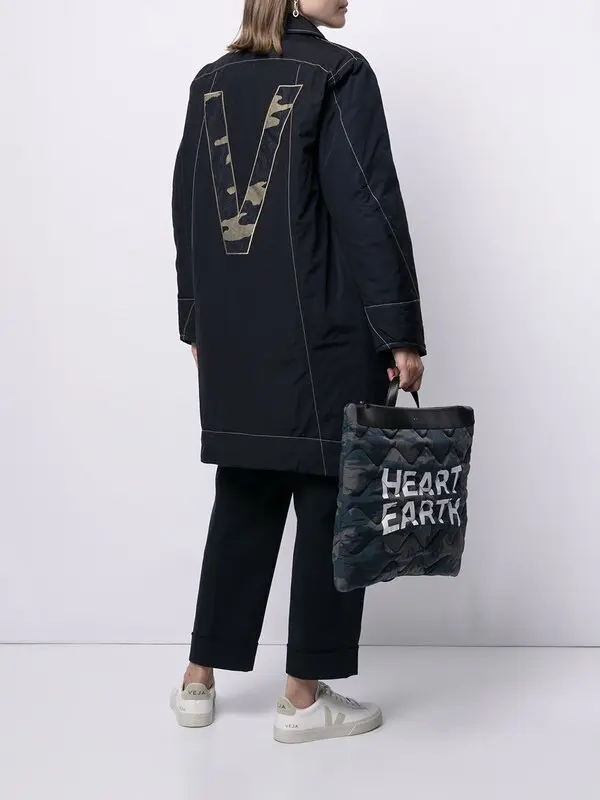 PORTS V Logo-appliqué Denim Overcoat