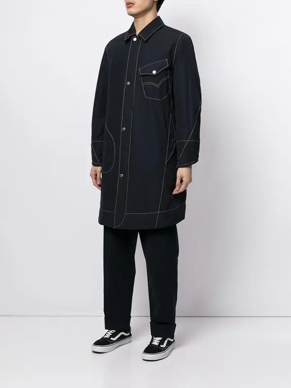 PORTS V Logo-appliqué Denim Overcoat
