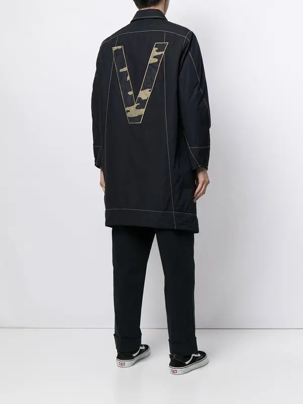 PORTS V Logo-appliqué Denim Overcoat