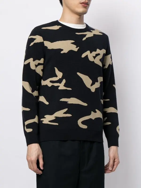 PORTS V Camouflage-pattern Wool Sweater