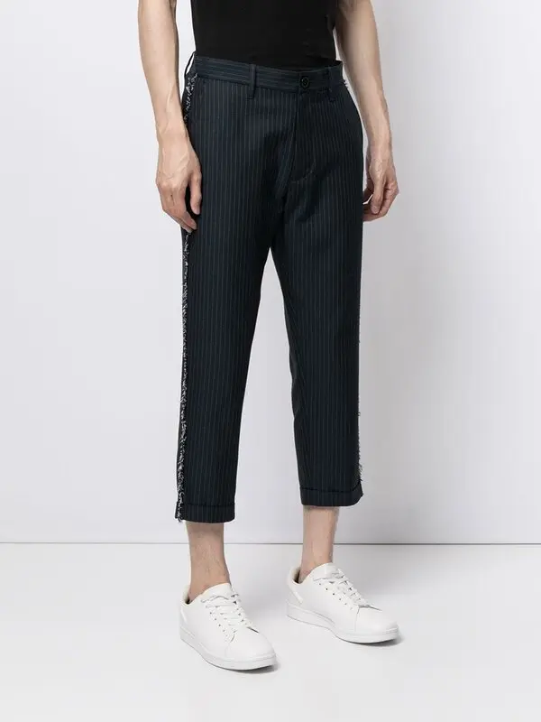 PORTS V Frayed-edge Cropped Trousers