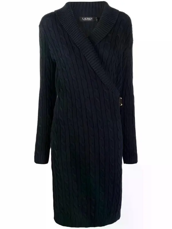 Ralph Lauren Cable-knit Wrap Dress - Blue