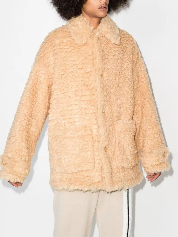 Palm Angels Faux-shearling Single-breasted Coat