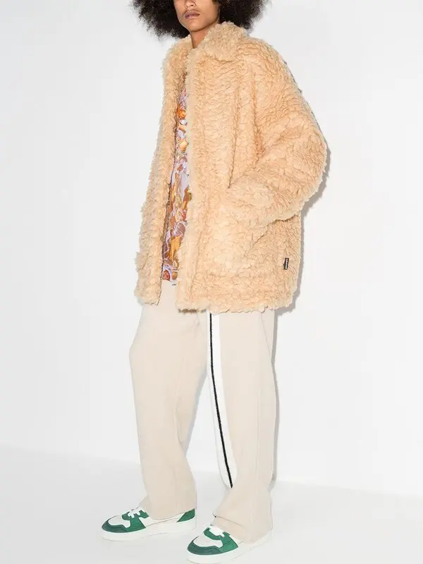 Palm Angels Faux-shearling Single-breasted Coat