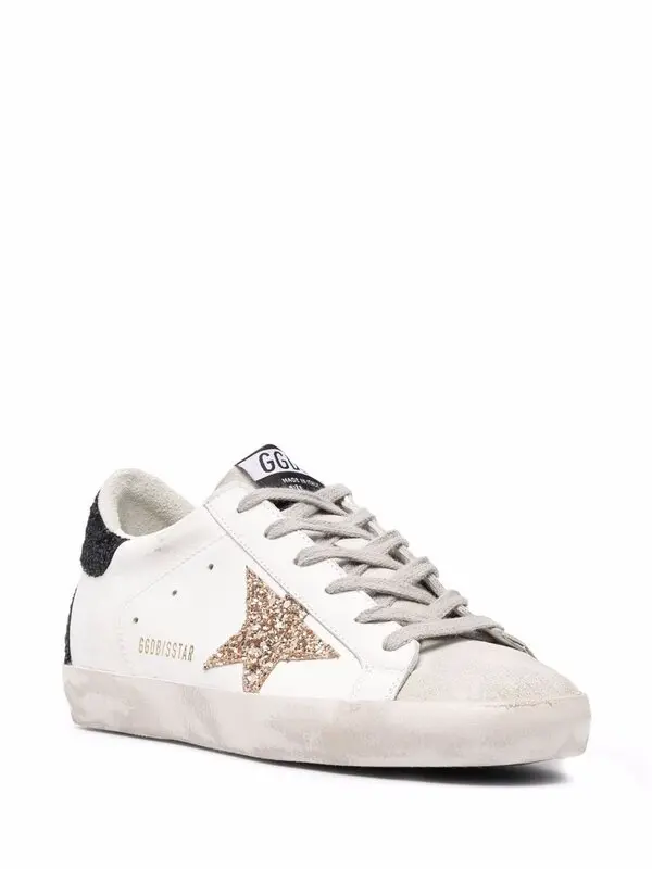 GOLDEN GOOSE Super-star Nappa Leather Trainers With Glitter Accents