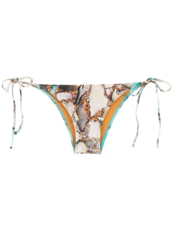 LYGIA & NANNY Thai Marble-print Bikini Bottom - Blue