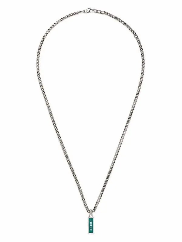 Gucci Logo-pendant Turquoise-enamel Chain Necklace