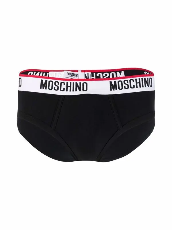 Moschino Logo-waistband Three-pack Briefs - Black