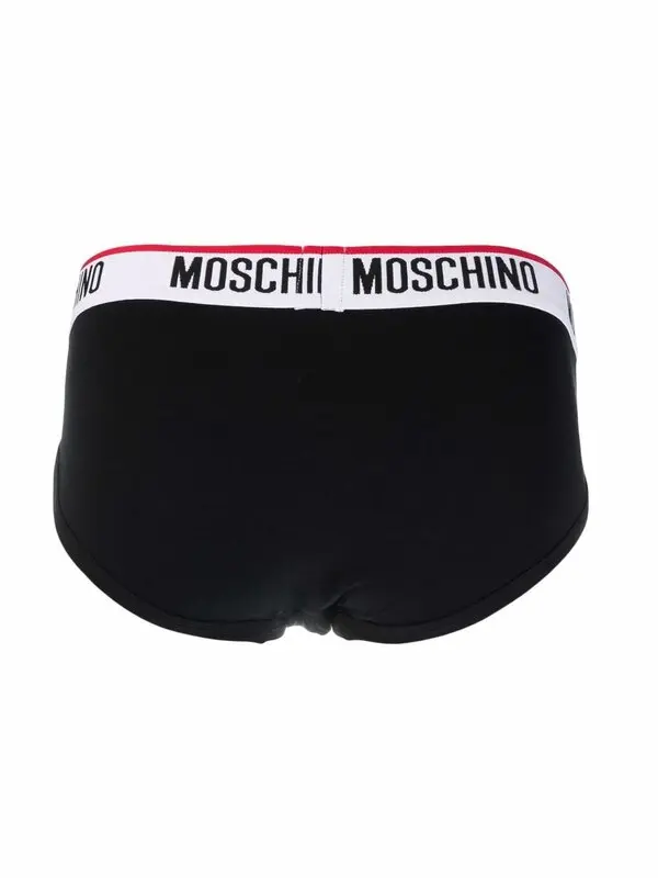 Moschino Logo-waistband Three-pack Briefs - Black