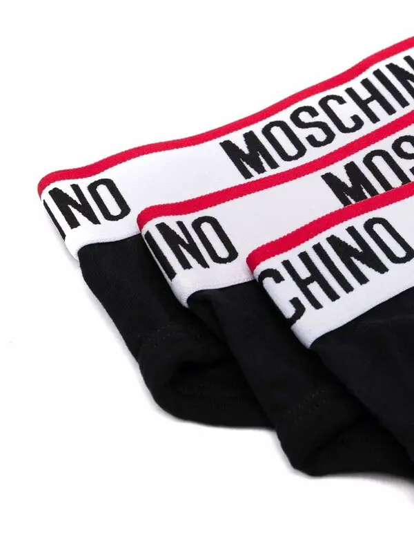 Moschino Logo-waistband Three-pack Briefs - Black