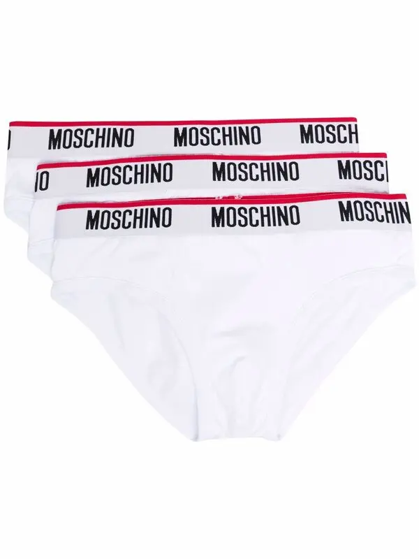 Moschino Logo-waistband Three-pack Briefs - White