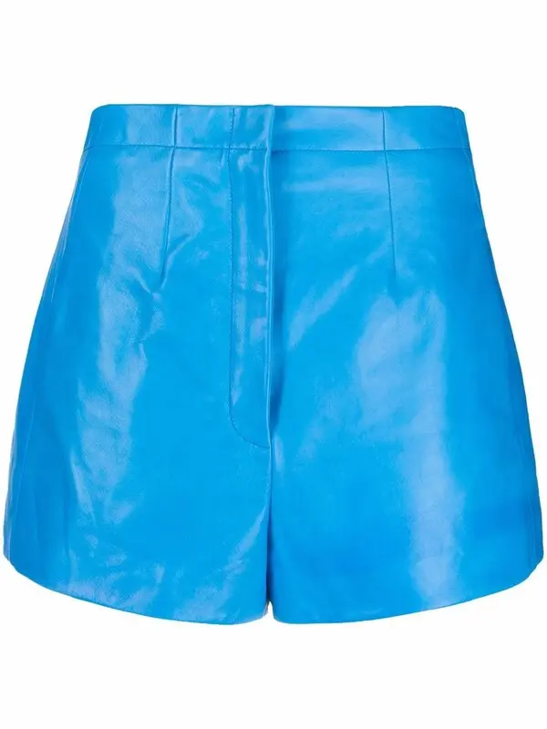 FERRAGAMO High-waisted Polished-finish Leather Shorts