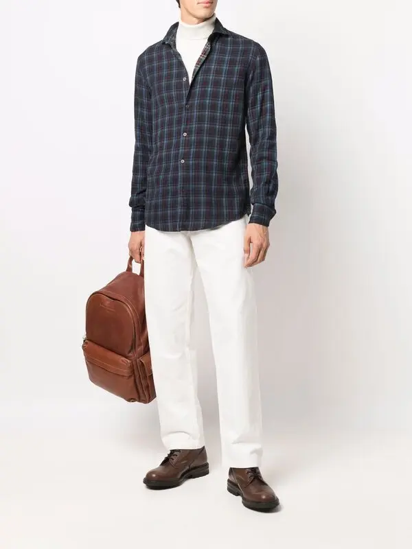 DEPERLU Check-print Long-sleeve Shirt