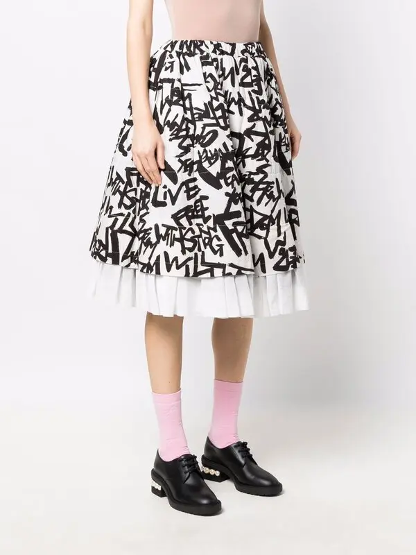 Comme Des Garçons Live Free-print Mid-length Skirt