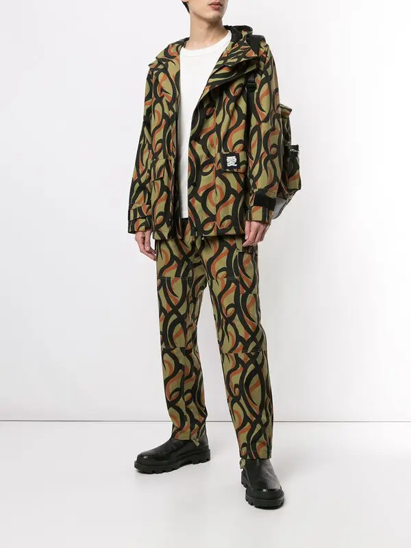PORTS V Abstract-print Hooded Jacket