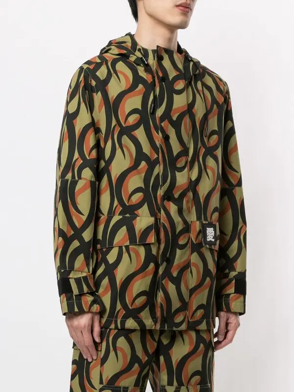 PORTS V Abstract-print Hooded Jacket