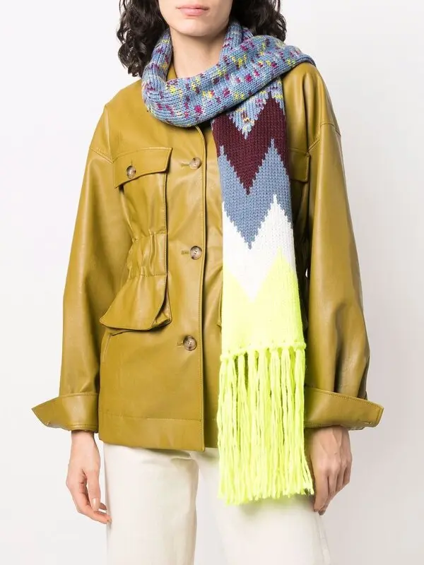 Missoni Zigzag Knitted Scarf - Blue