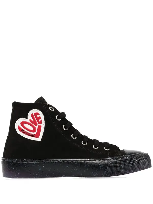 Moschino Logo-patch High-top Sneakers - Black