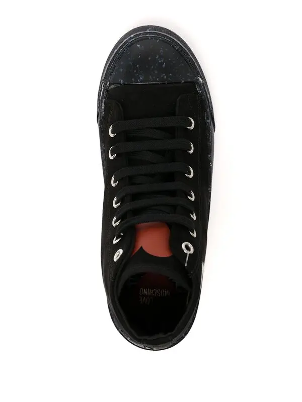 Moschino Logo-patch High-top Sneakers - Black