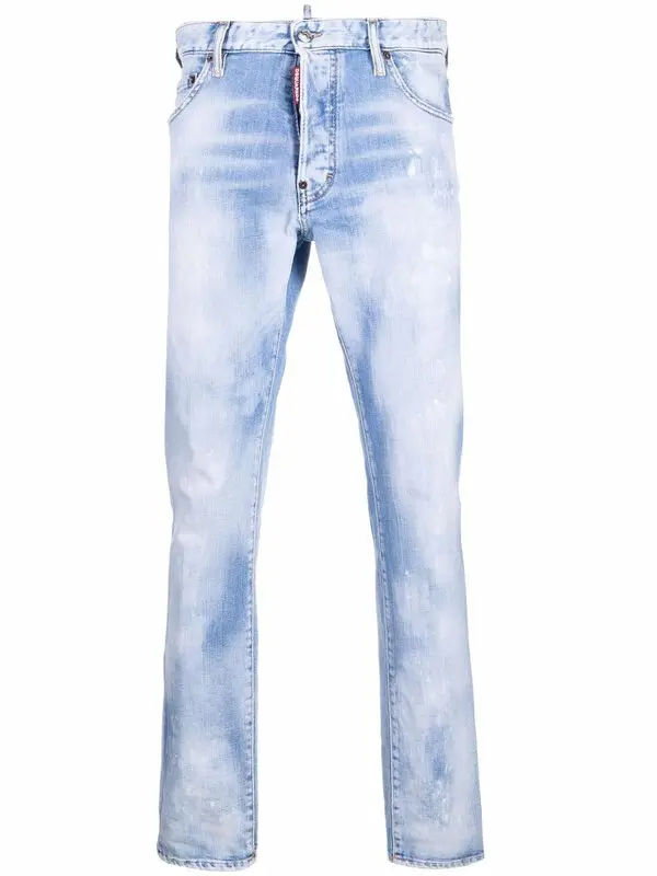 Dsquared2 Distressed Bleached Slim-cut Jeans - Blue
