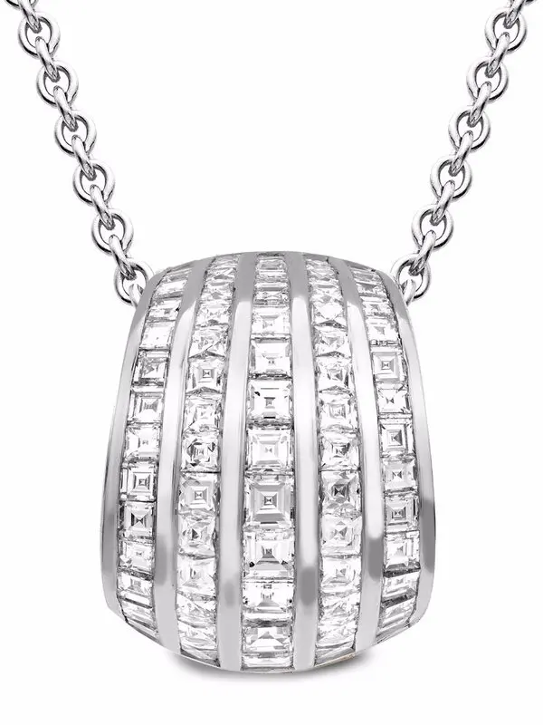 PRAGNELL 18kt White Gold Manhattan Five Row Diamond Pendant Necklace - Silver