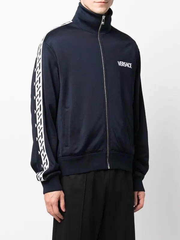 Versace A Greca Ogo-Embroidered Track Jacket In Blue - 65% Off