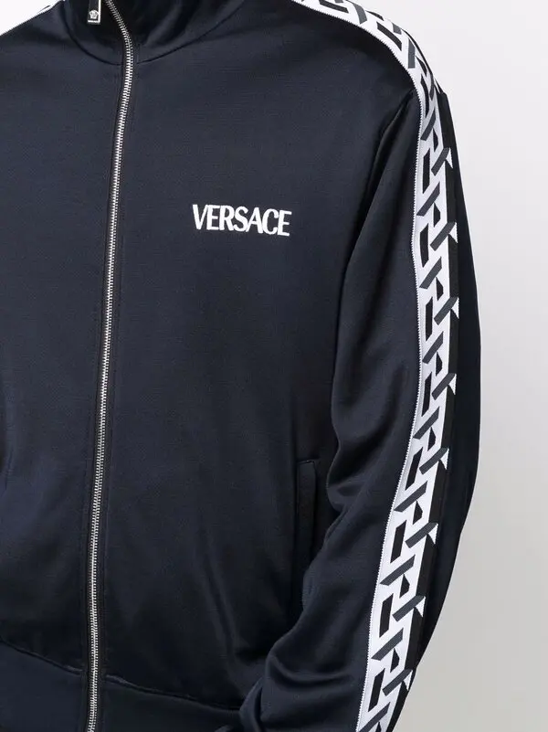 Versace A Greca Ogo-Embroidered Track Jacket In Blue - 65% Off