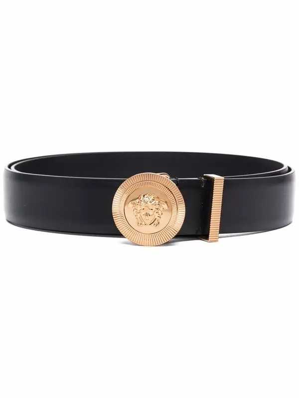 Versace Medusa Biggie Leather Belt - Black