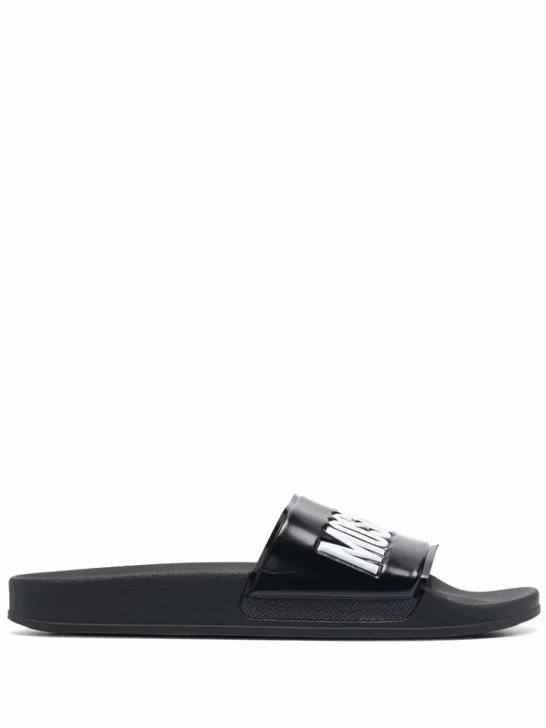 Moschino Embossed Slides - Black