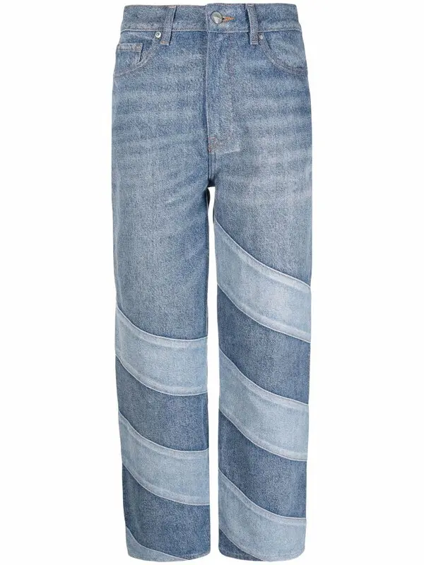 GANNI Diagonal-stripe Denim Jeans