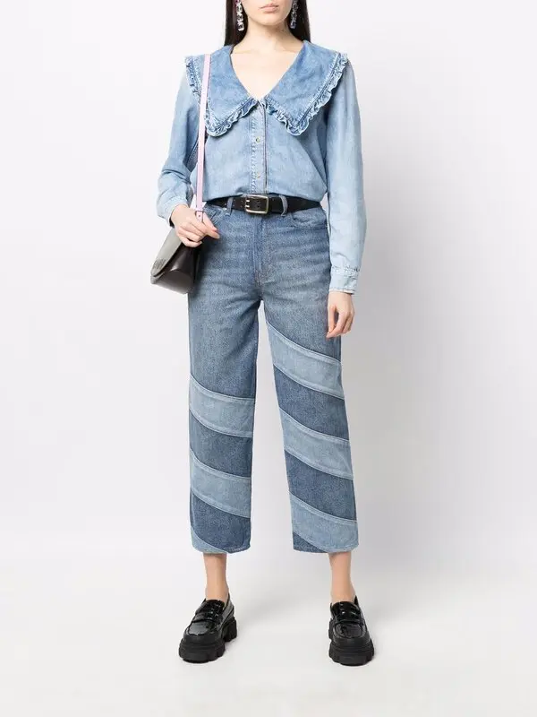GANNI Diagonal-stripe Denim Jeans