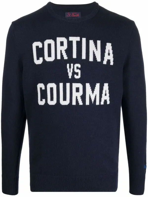 MC2 SAINT BARTH Slogan Crew-neck Jumper - Blue