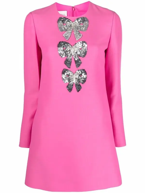 open lace back dress Valentino - Pink Bow Applique Mini Dress main image 0