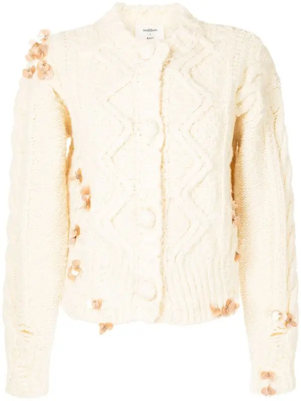 ONEFIFTEEN X Beyond The Radar Appliqué Cardigan - White
