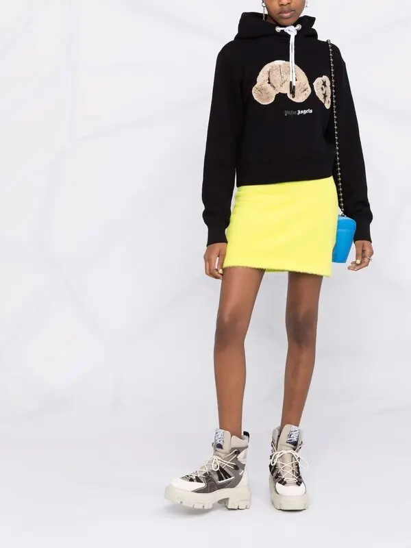 Palm Angels Sprayed Bear Logo Hoodie