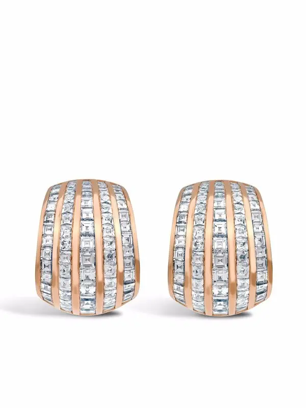 PRAGNELL 18kt Rose Gold Diamond Huggie Earrings - Pink