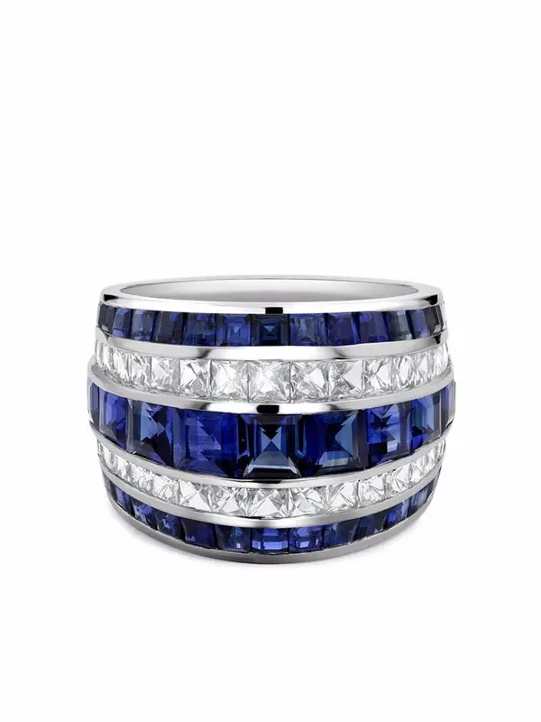 PRAGNELL Platinum Sapphire And Diamond Ring - Silver