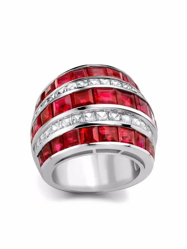 PRAGNELL Platinum Diamond And Ruby Ring - Silver