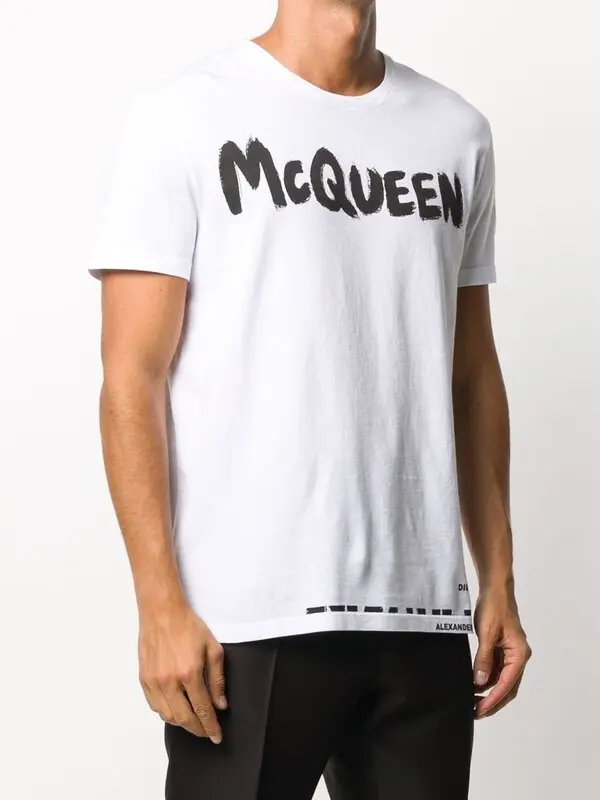 Alexander Mcqueen Graffiti Cotton T-Shirt In White - 39% Off