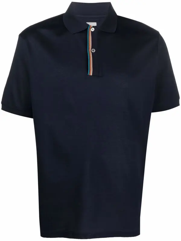 Paul Smith Signature Stripe-trim Polo Shirt - Blue