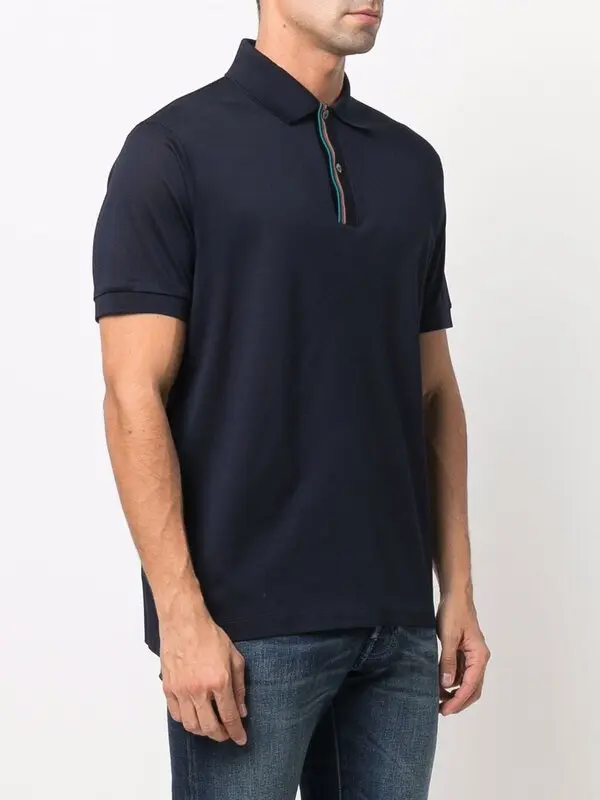 Paul Smith Signature Stripe-trim Polo Shirt - Blue